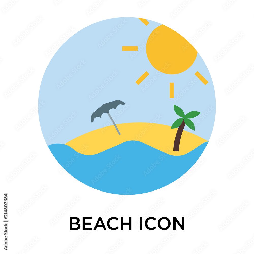 Beach icon vector sign and symbol isolated on white background, Beach ...