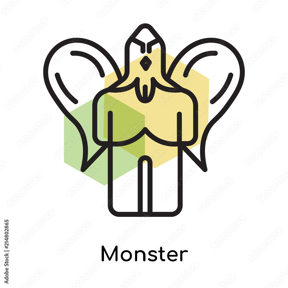 Monster icon vector sign and symbol isolated on white background ...