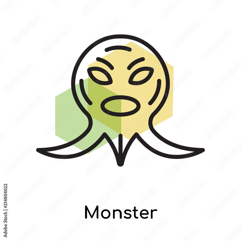 Monster icon vector sign and symbol isolated on white background ...