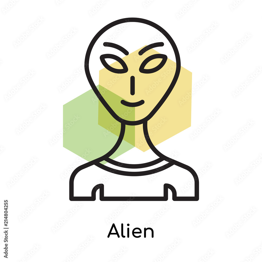 Alien icon vector sign and symbol isolated on white background, Alien ...