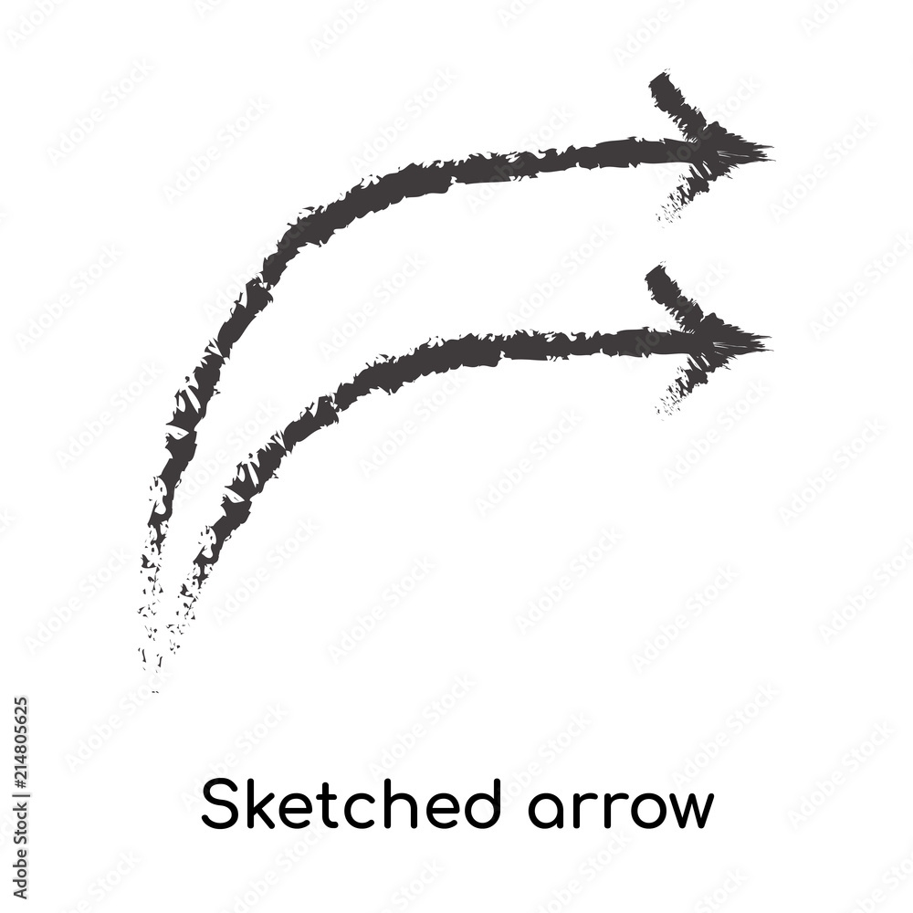 Sketched arrow icon vector sign and symbol isolated on white background ...