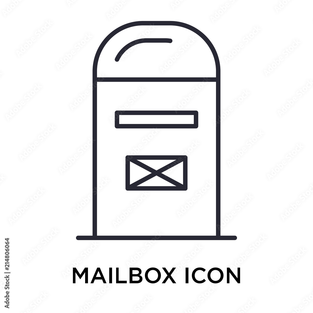 Mailbox icon vector sign and symbol isolated on white background ...