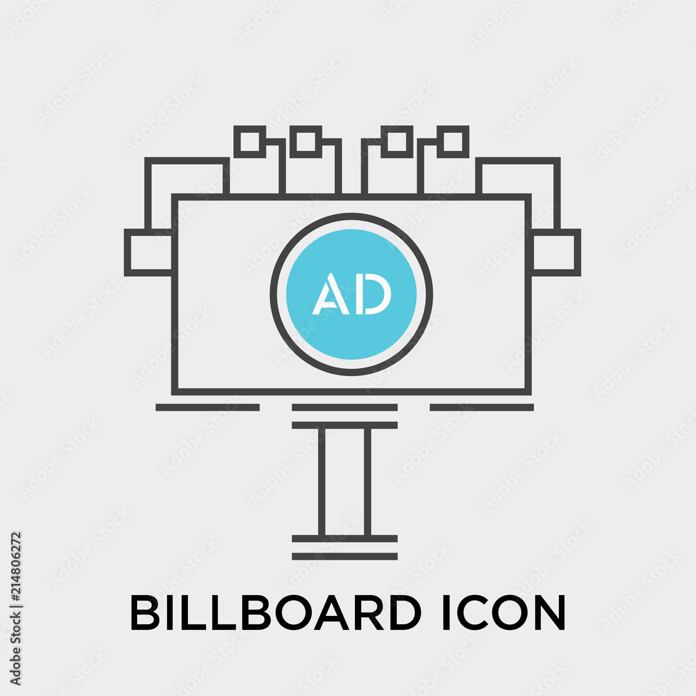 Billboard icon vector sign and symbol isolated on white background ...