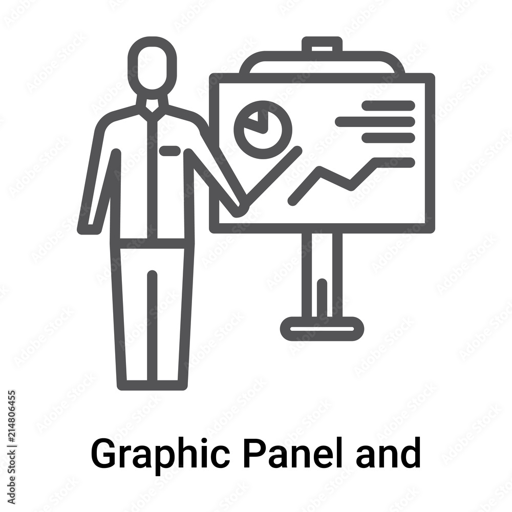 Graphic Panel and Man icon vector sign and symbol isolated on white ...