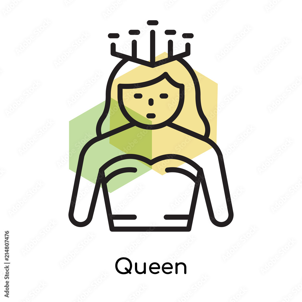 Queen icon vector sign and symbol isolated on white background, Queen ...