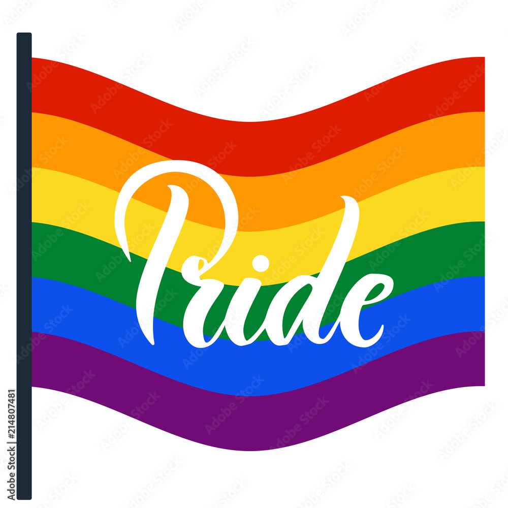 Pride Handwritten lettering with the flag of the LGBT community. Stock ...