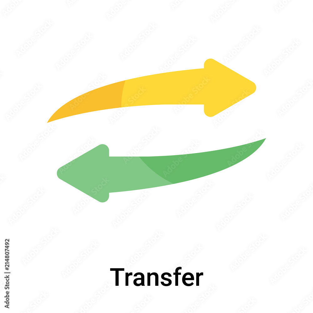 Transfer icon vector sign and symbol isolated on white background ...