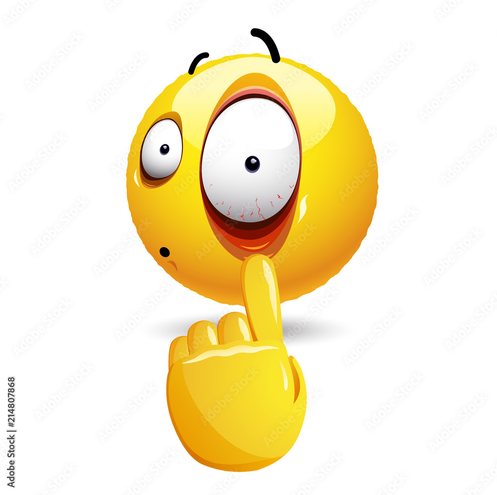Smiley with face expression. Smiley emoticon looking at his eyes. Stock ...