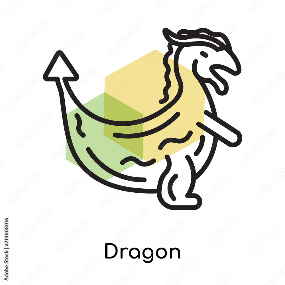 Dragon icon vector sign and symbol isolated on white background, Dragon ...