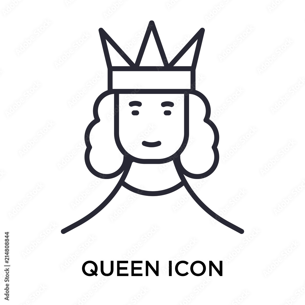 Queen icon vector sign and symbol isolated on white background, Queen ...