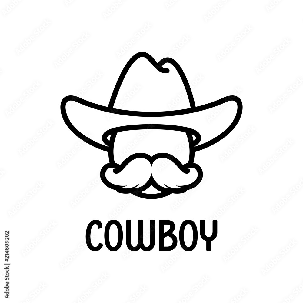 Vector cowboy icon with hat Stock Vector | Adobe Stock