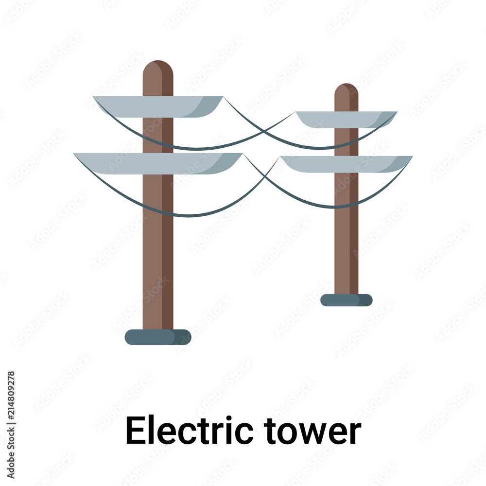 Electric tower icon vector sign and symbol isolated on white background ...