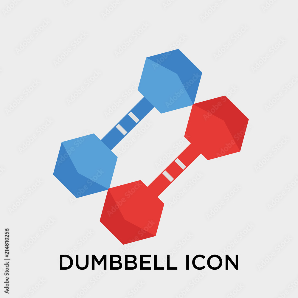 Dumbbell icon vector sign and symbol isolated on white background ...