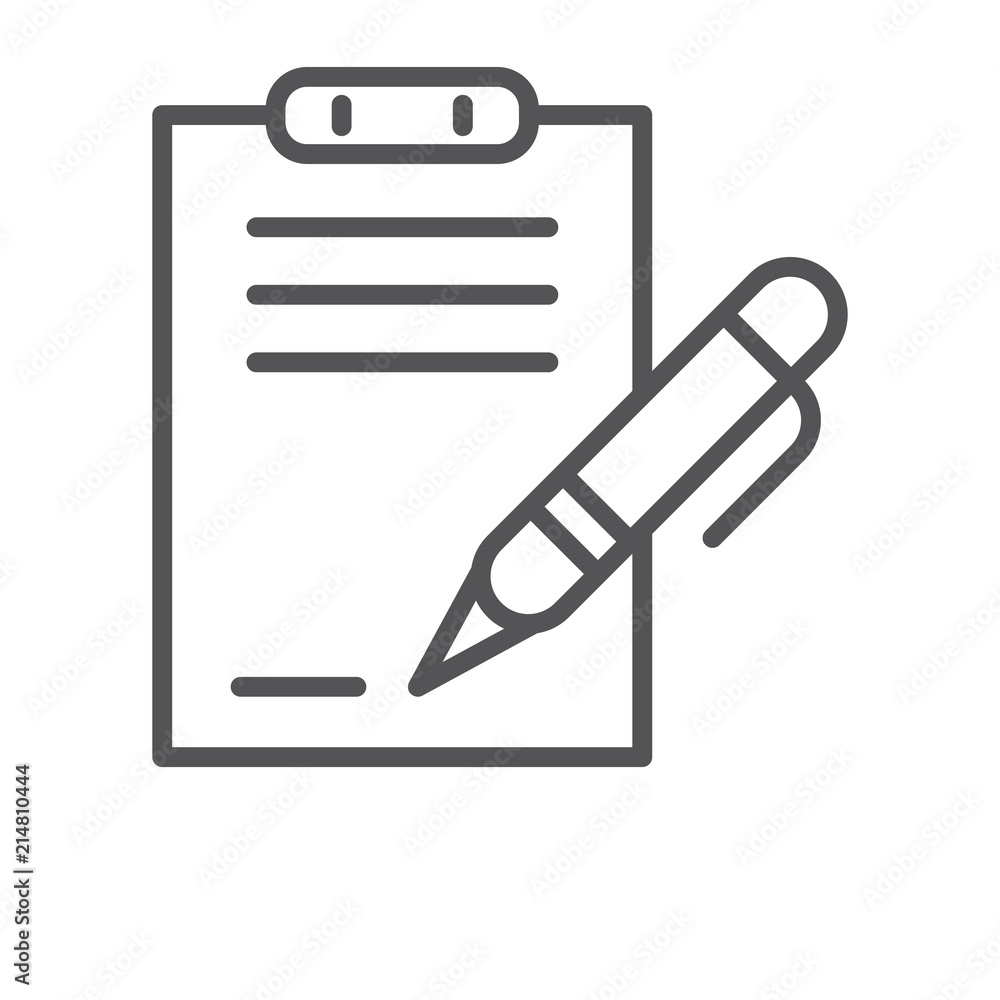 Signing a contract icon vector sign and symbol isolated on white ...