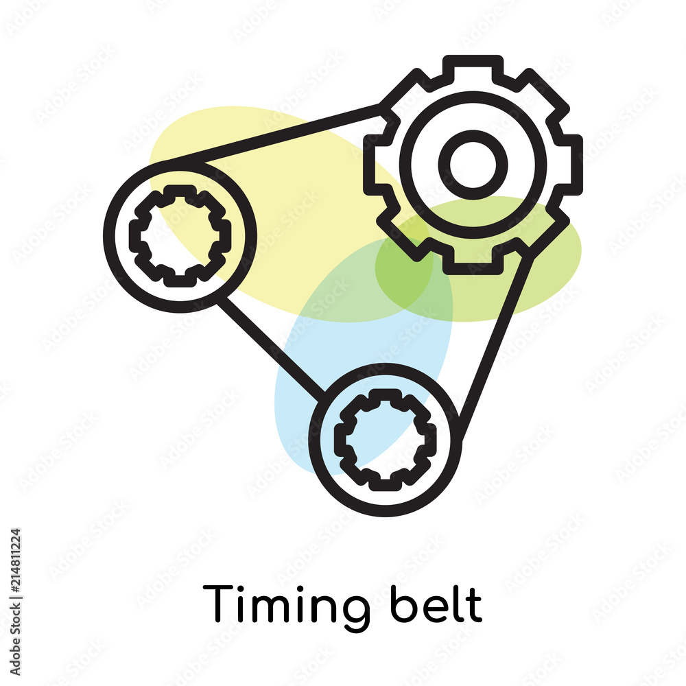 Timing belt icon vector sign and symbol isolated on white background ...