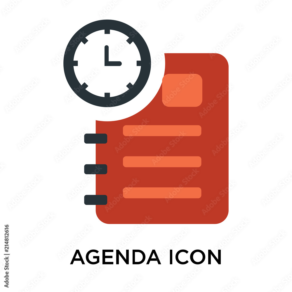Agenda icon vector sign and symbol isolated on white background, Agenda ...