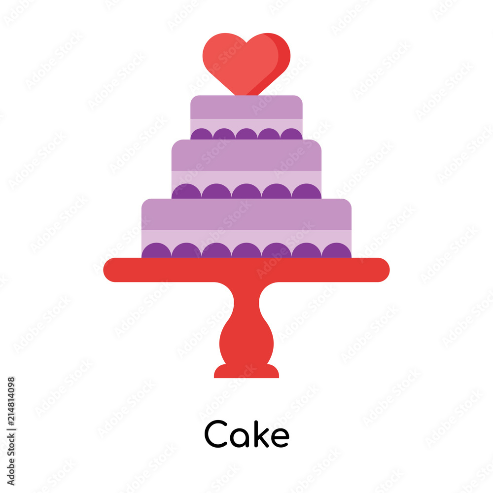 Cake icon vector sign and symbol isolated on white background, Cake ...
