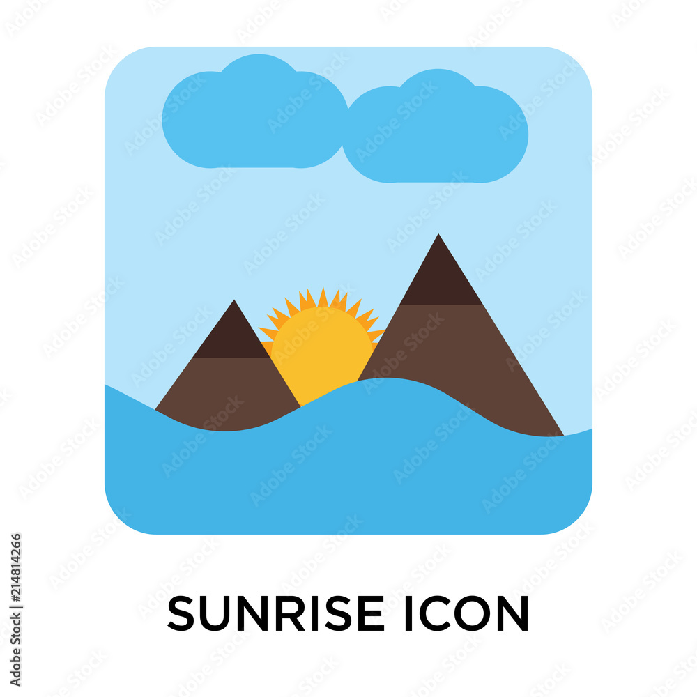 Sunrise icon vector sign and symbol isolated on white background ...