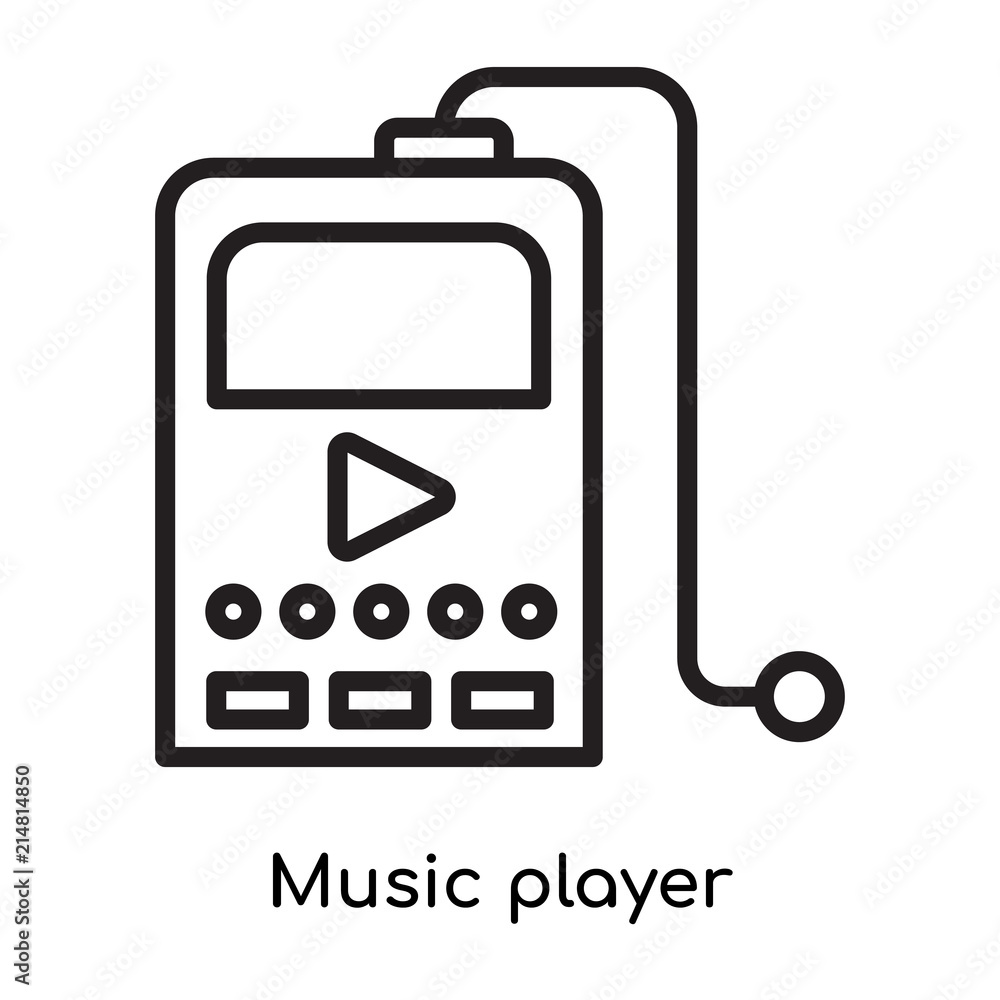 Music player icon vector sign and symbol isolated on white background ...