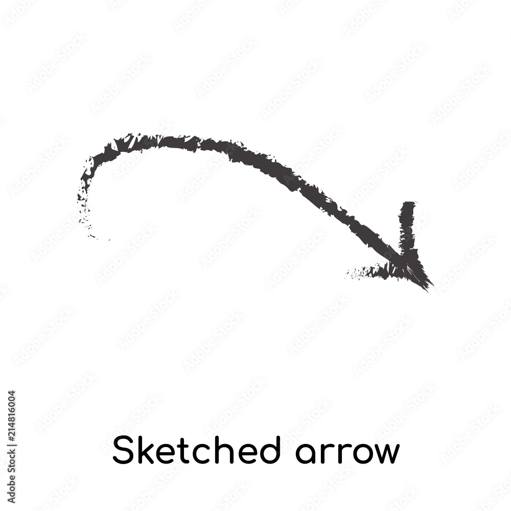 Sketched arrow icon vector sign and symbol isolated on white background ...