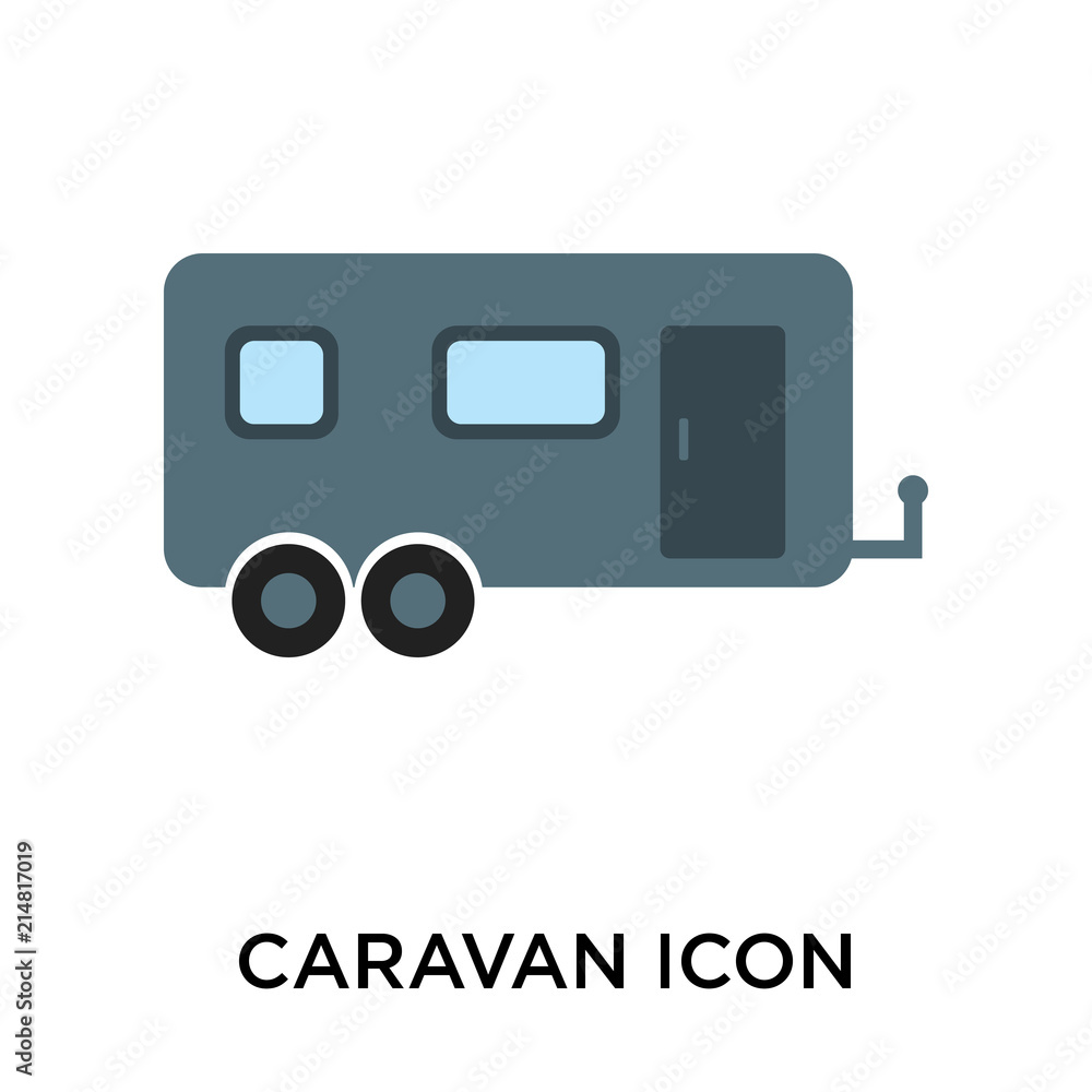 Caravan icon vector sign and symbol isolated on white background ...