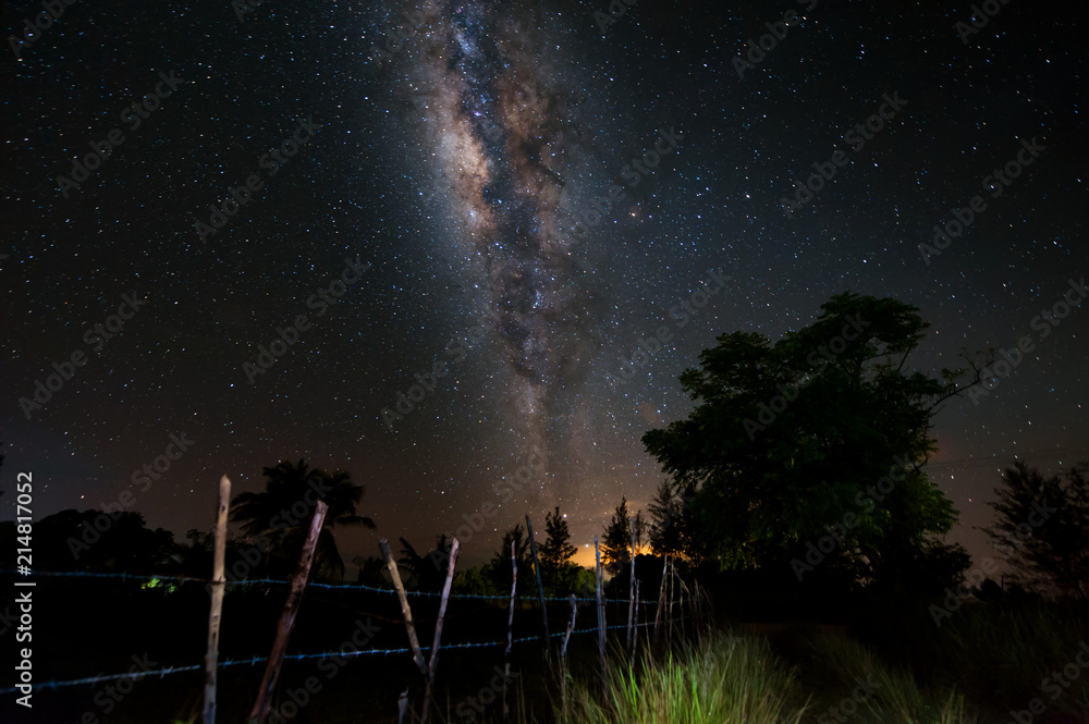 Starry night sky with stars and Milky Way Galaxy. soft focus and noise ...