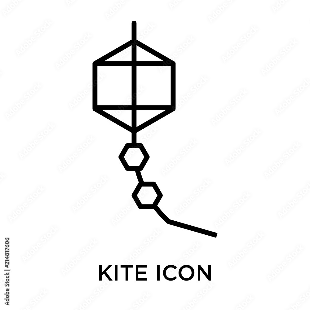 Kite icon vector sign and symbol isolated on white background, Kite ...