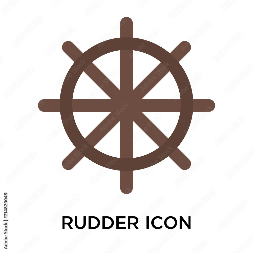 Rudder icon vector sign and symbol isolated on white background, Rudder ...