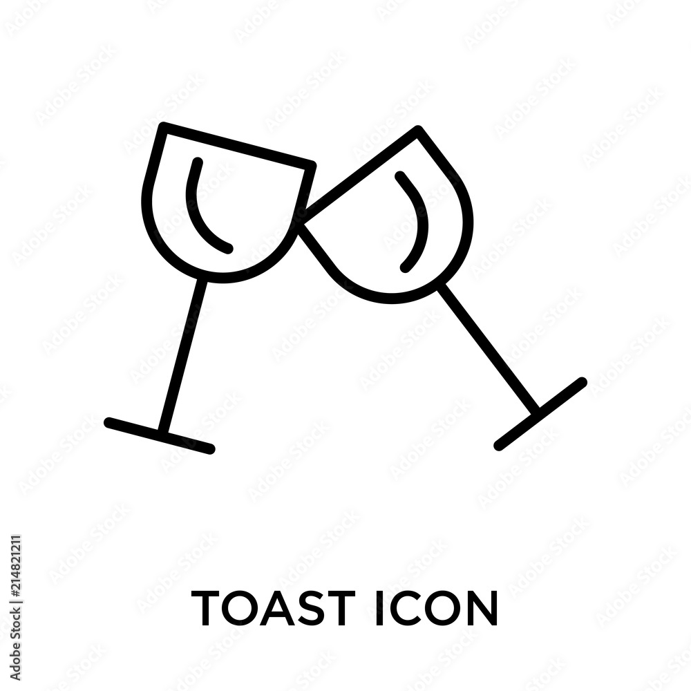 Toast icon vector sign and symbol isolated on white background, Toast ...