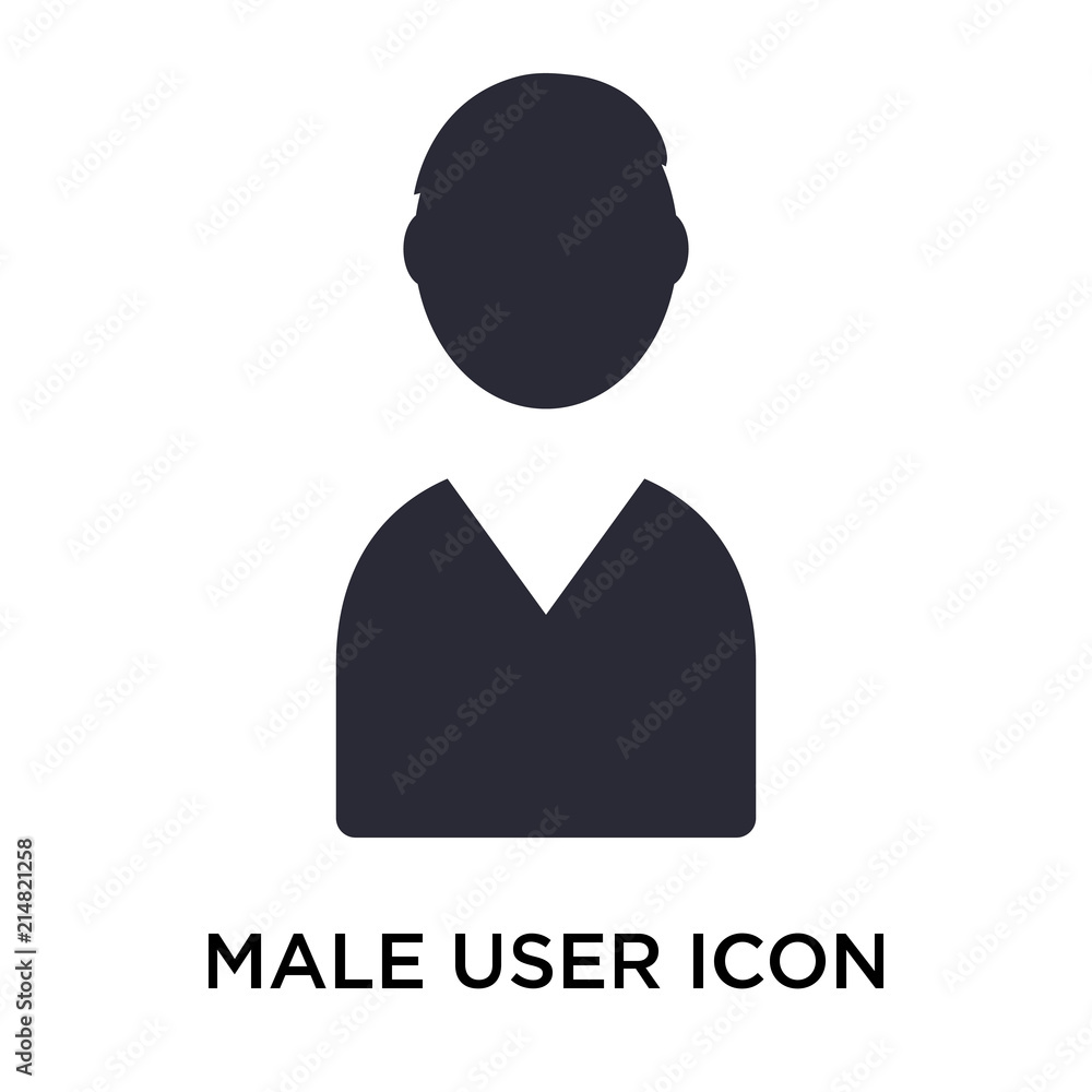 Male User icon vector sign and symbol isolated on white background ...