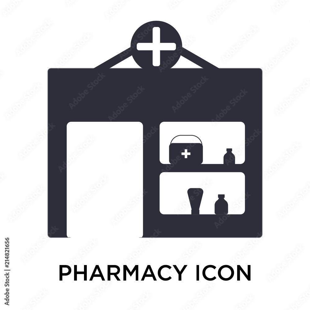 Pharmacy icon vector sign and symbol isolated on white background ...