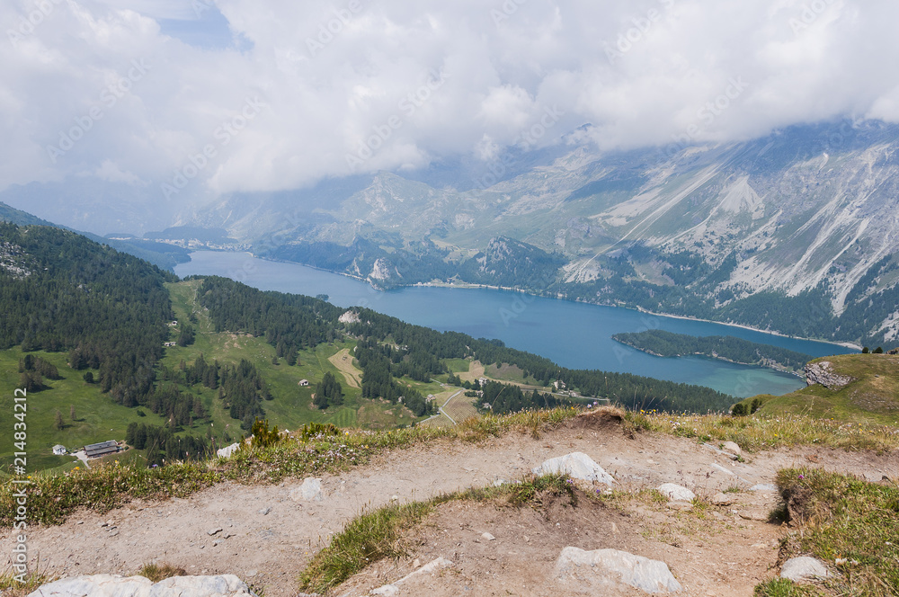 Sils, Val Fex, Fextal, Furtschellas, Seenplatte, Silsersee, Wanderweg ...
