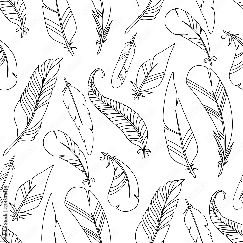 cartoon color me feather vector seamless pattern bird texture ...