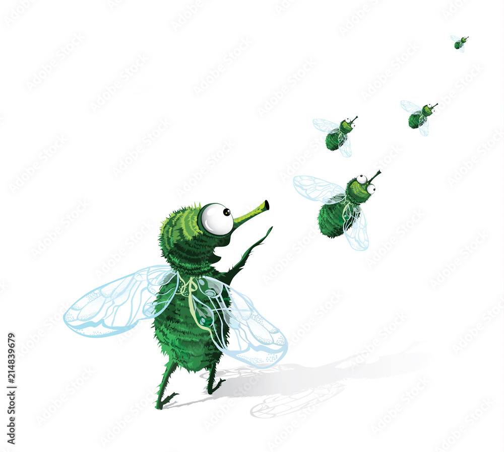 Funny fly. Cartoon character.Vector illustration on isolated white ...
