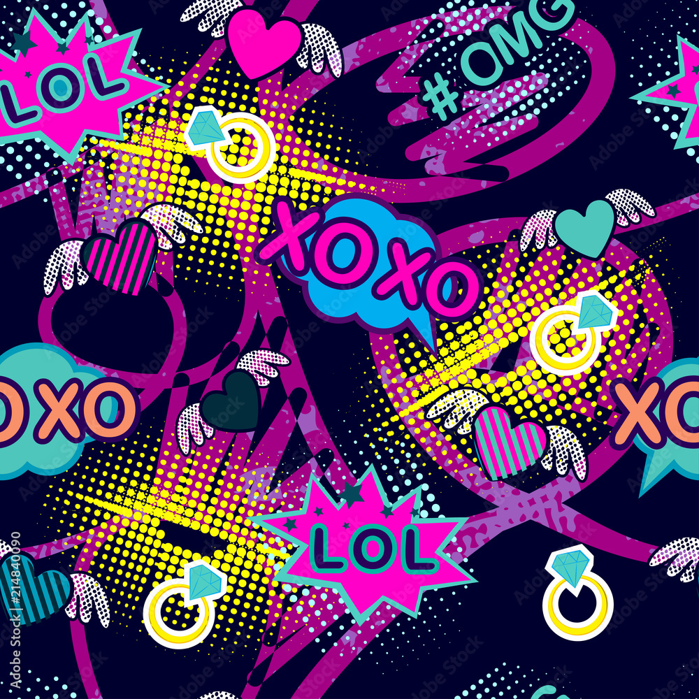 Abstract seamless sport pattern for girl and boy. Creative colorful ...