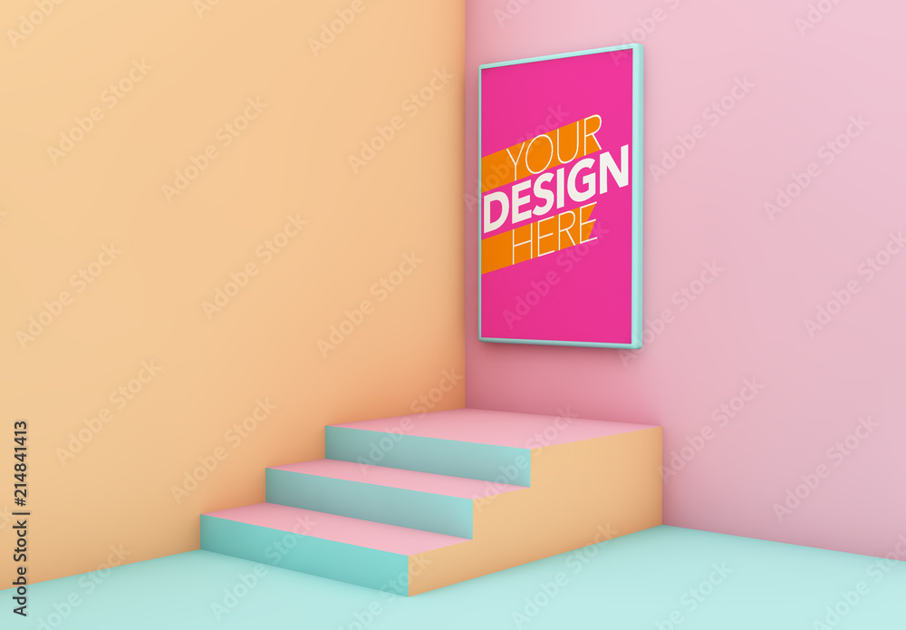 Colorful Corner Poster Mockup Stock Template | Adobe Stock