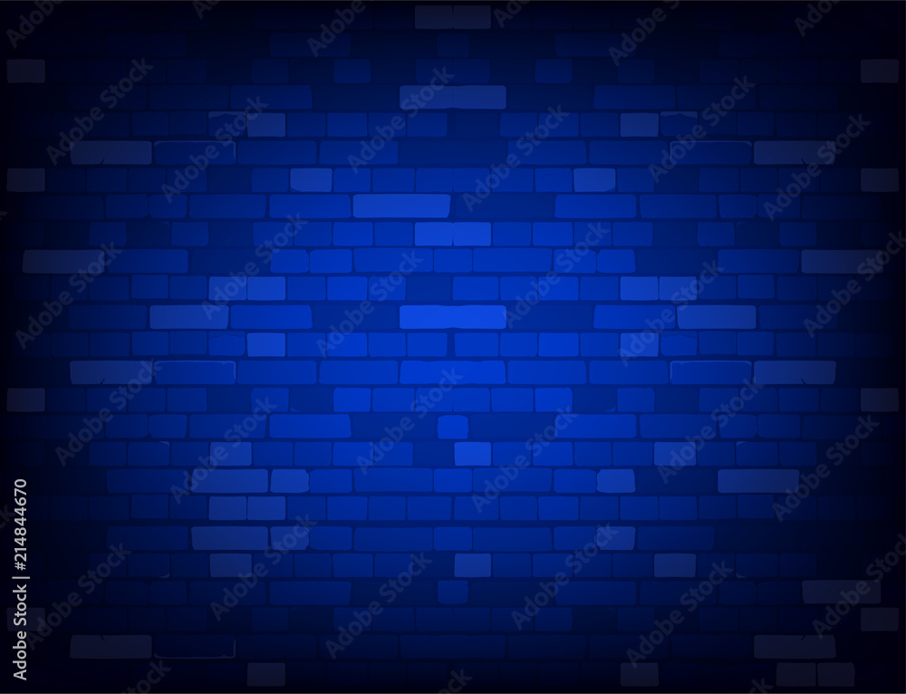 Dark blue brick wall. Realistic vector background Stock Vector | Adobe ...