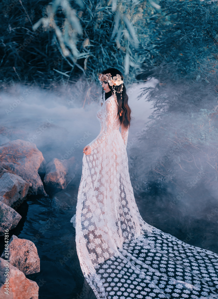 Incredible nymph, walks in the water in the middle of the river which ...