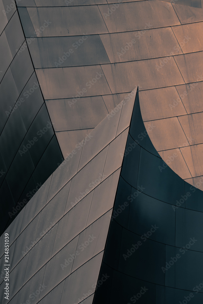 Architectural abstract of a metal clad building in Los Angeles ...