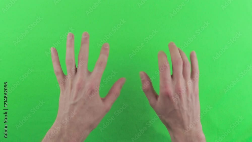 Fingers gestures on virtual screen. One finger man hand gestures back ...
