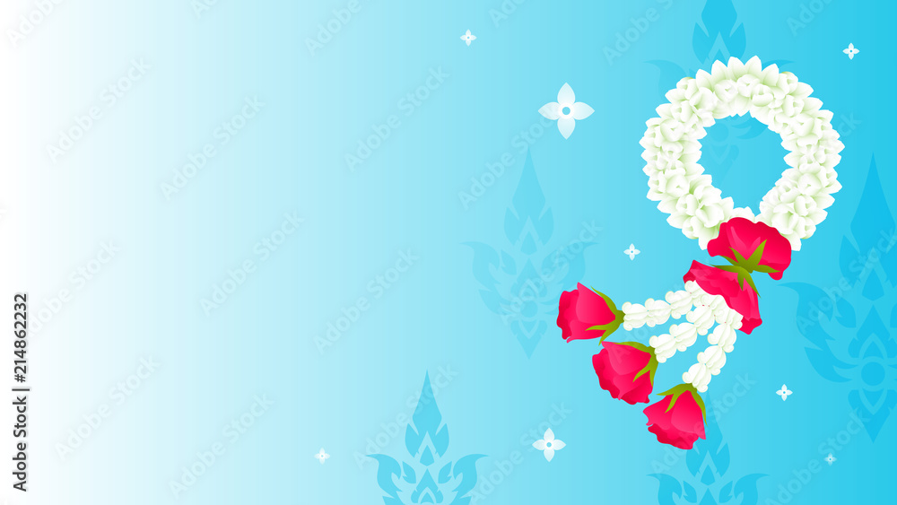 Thai Mother's day background vector illustration. Thai jasmine flower ...