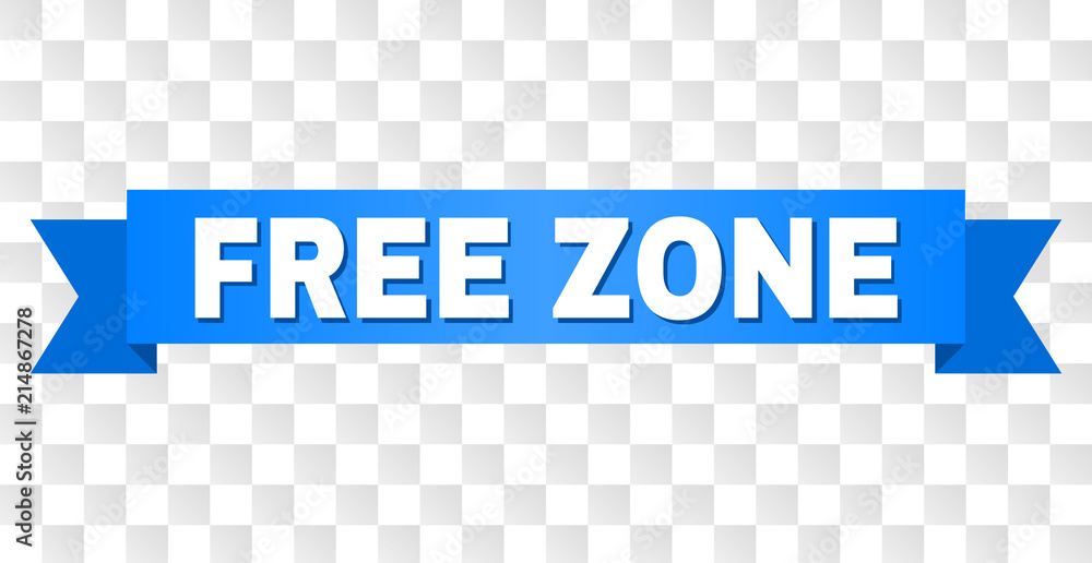 FREE ZONE text on a ribbon. Designed with white caption and blue stripe ...