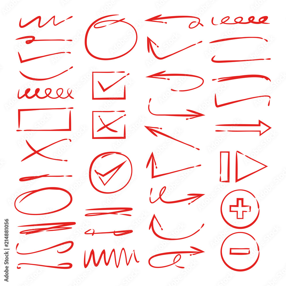 Red Hand Drawn Arrows