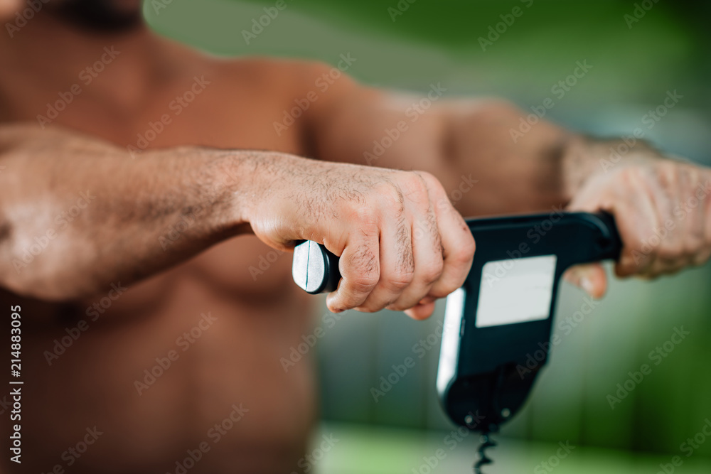 Measuring weight using body scale Stock Photo | Adobe Stock
