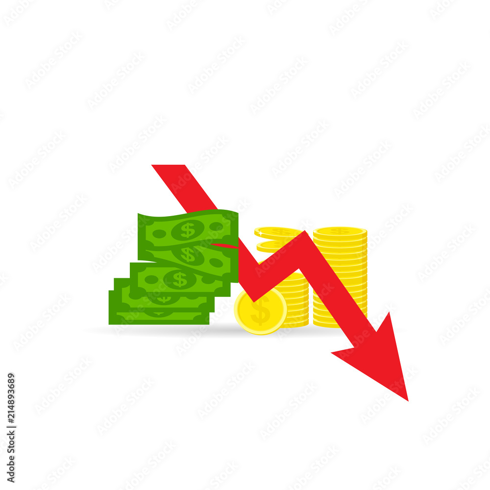 Vektorová grafika „Money loss vector illustration, concept of financial ...