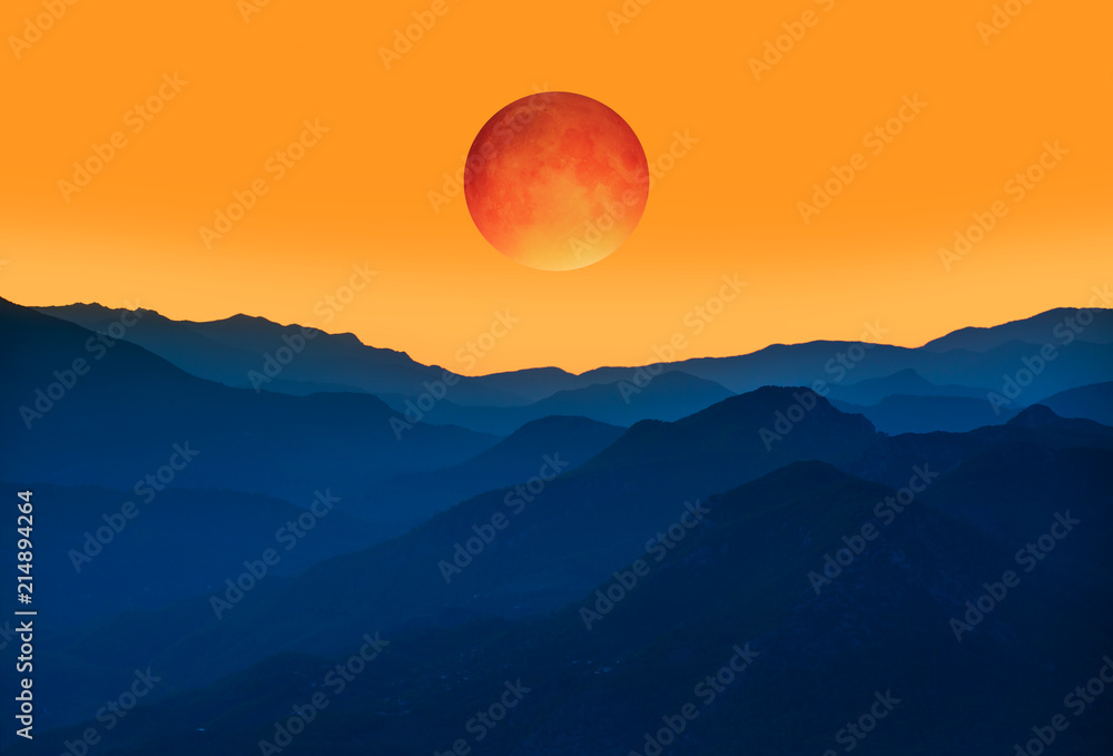 Big bloody red moon- Lunar eclipse "Elements of this image furnished by ...