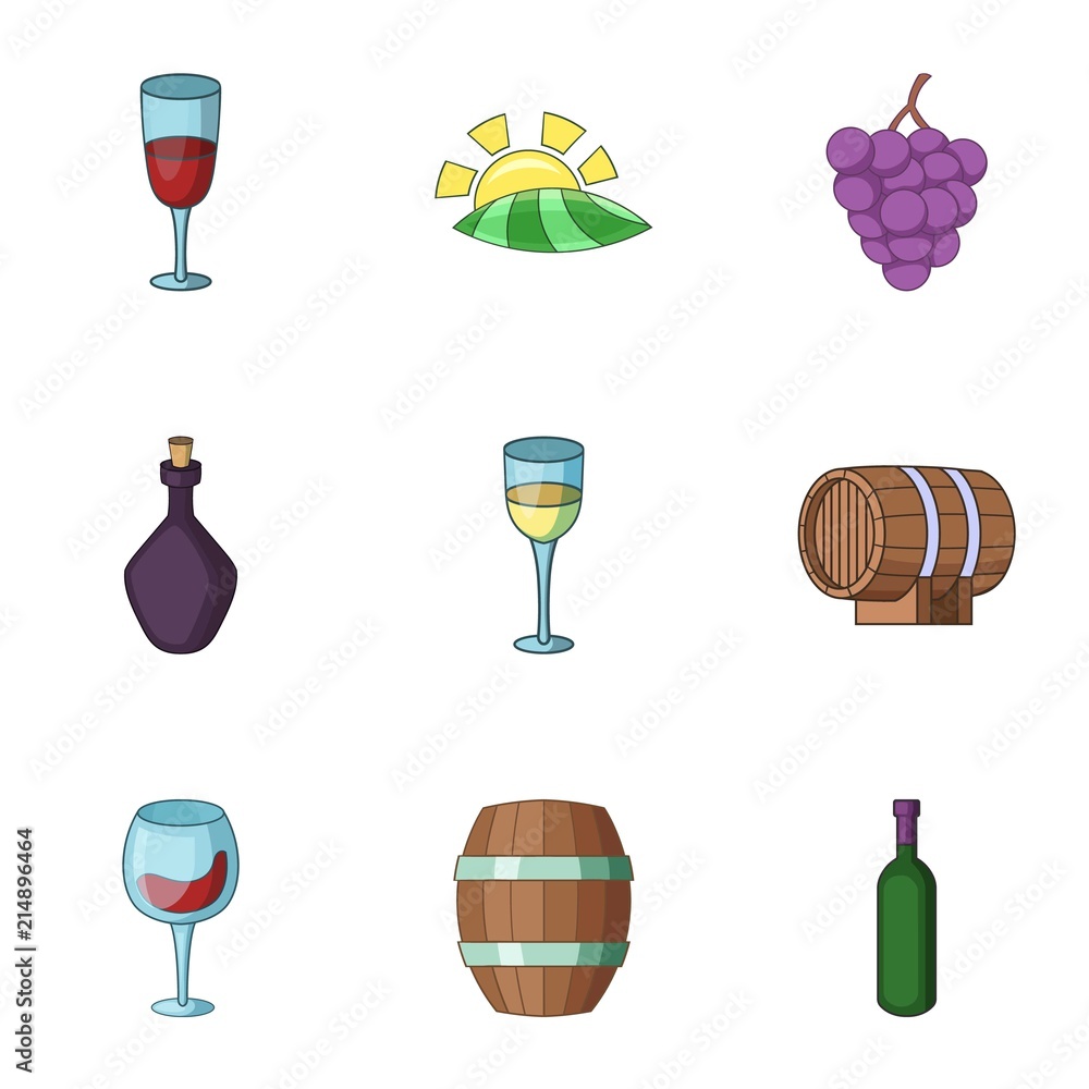 Cordial icons set. Cartoon set of 9 cordial vector icons for web ...