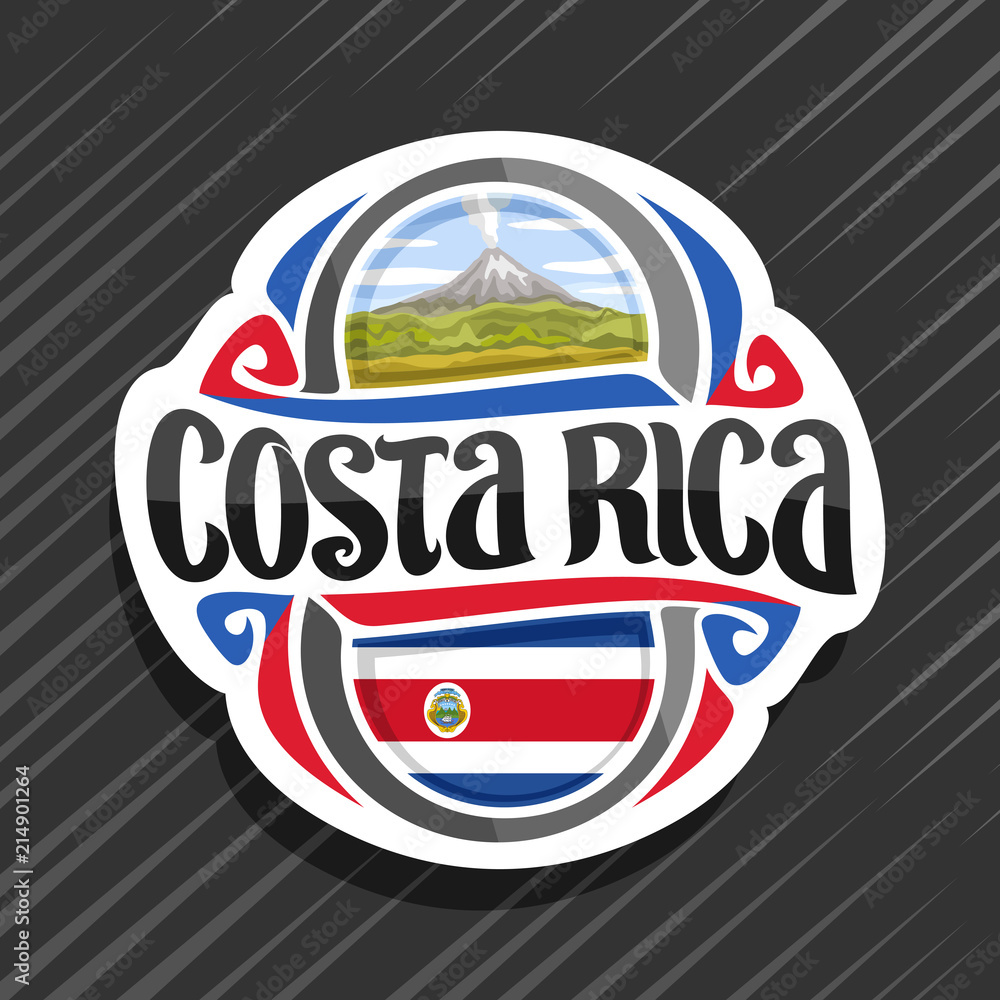 Vector logo for Costa Rica country, fridge magnet with state flag ...