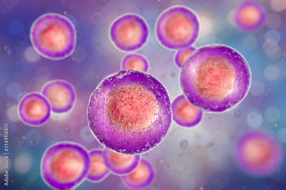 Human cells on colorful background, 3D illustration Stock Illustration ...