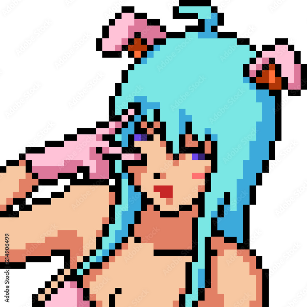 Vector Pixel Art Anime Girl Stock Vector Adobe Stock